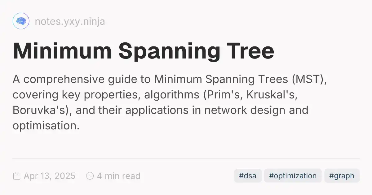 Minimum Spanning Tree Minimum Spanning Tree